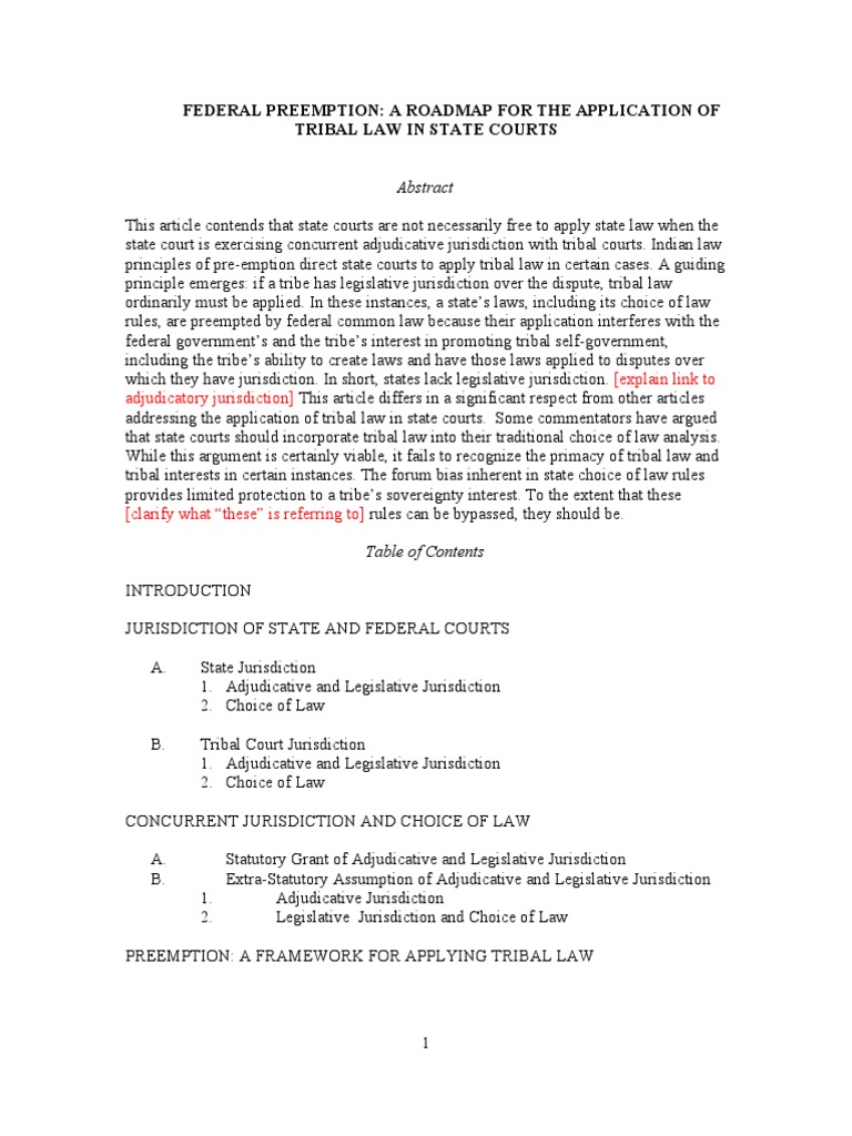 Gardina - Federal Preemption 1 | PDF | Tribal Sovereignty In The United ...