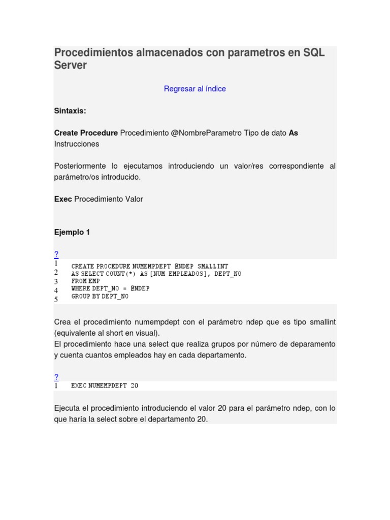 Procedimientos Almacenados en SQL Server | PDF | SQL | Gestión de datos