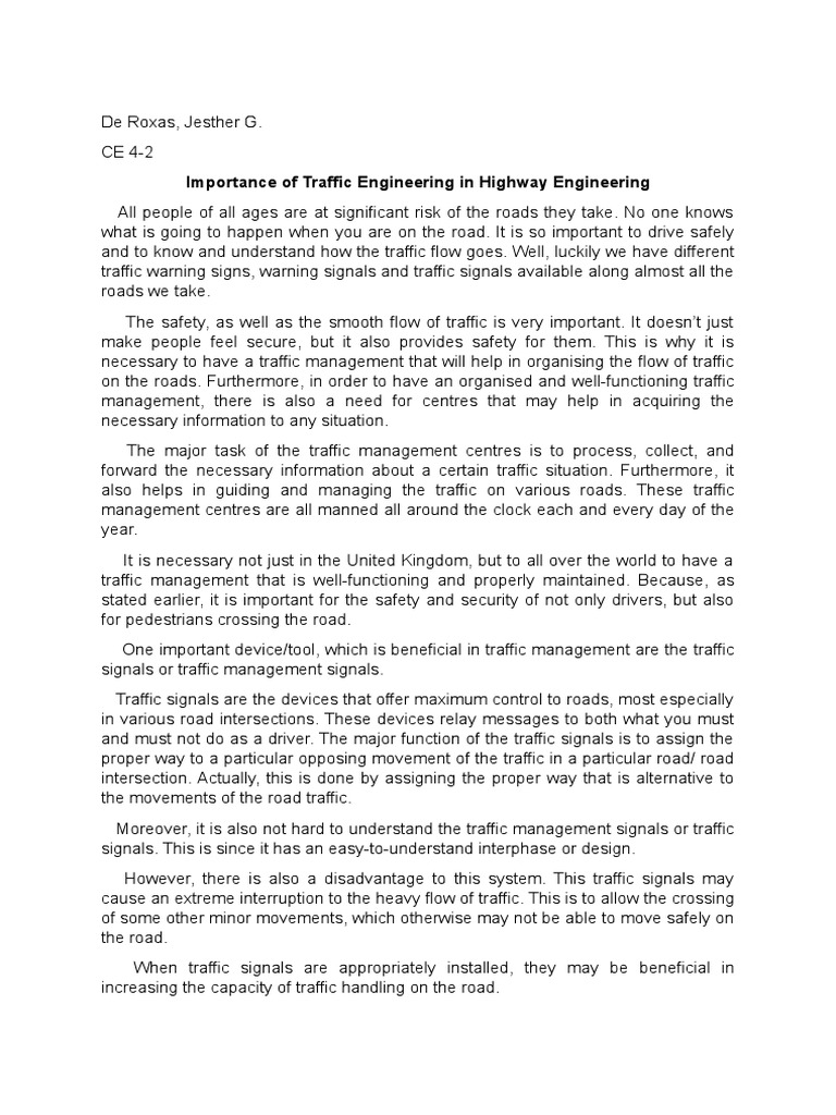 Importance of Highway Engineering | PDF | Traffic | Traffic Light