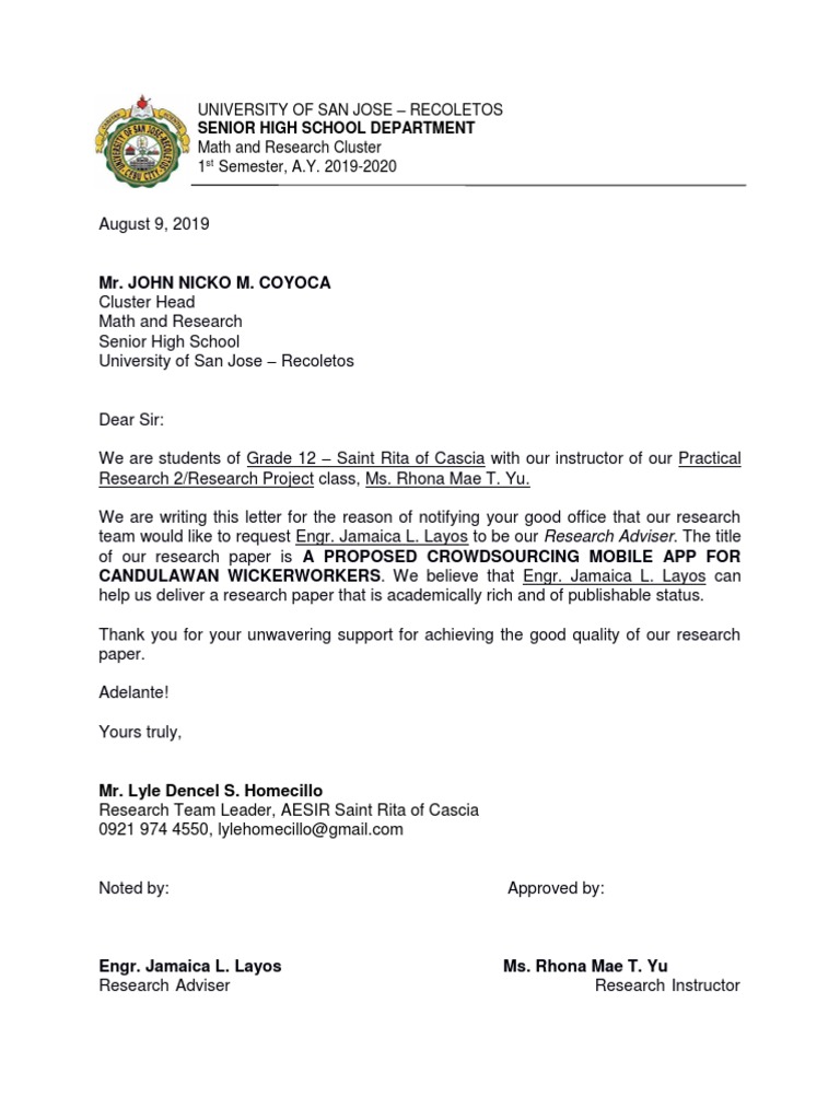 Final Letter For Adviser and Statistician | PDF | Learning