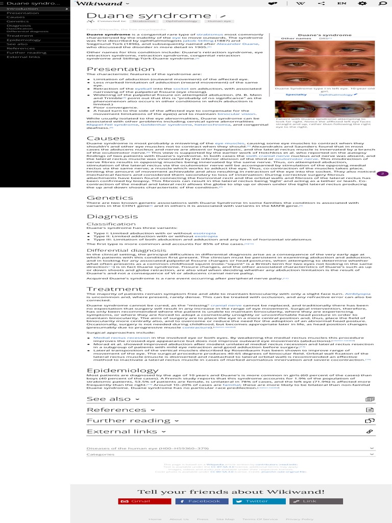 Duane Syndrome | PDF | Ophthalmology | Human Head And Neck