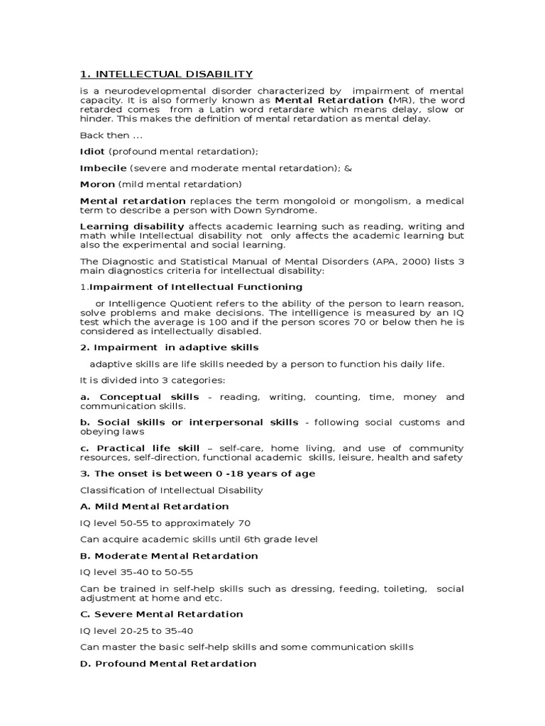 Disabilities | PDF | Intellectual Disability | Autism