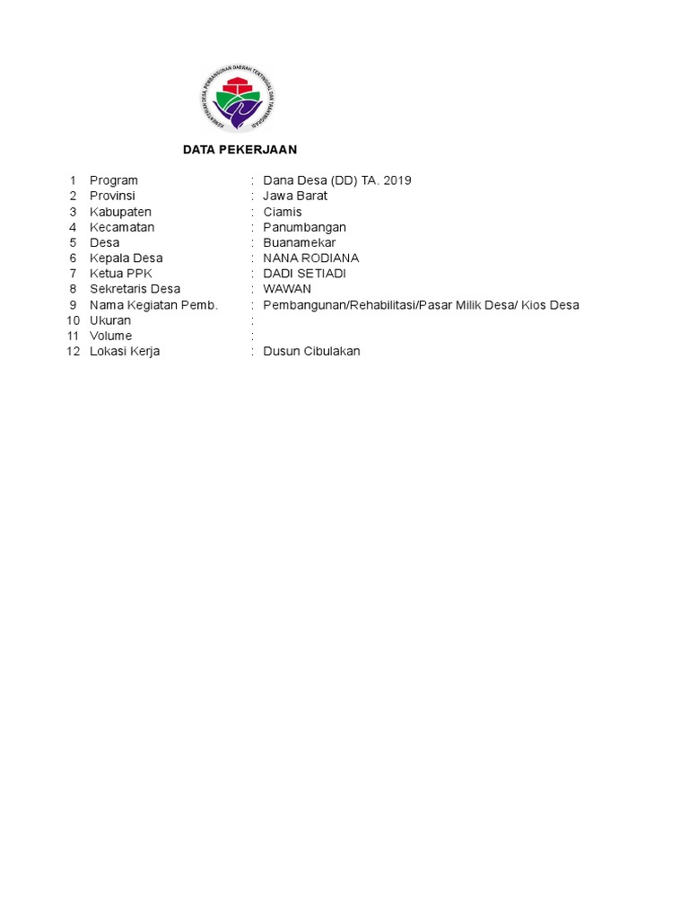 SPP Rab Kios 3x5x4 Thn.2019 | PDF