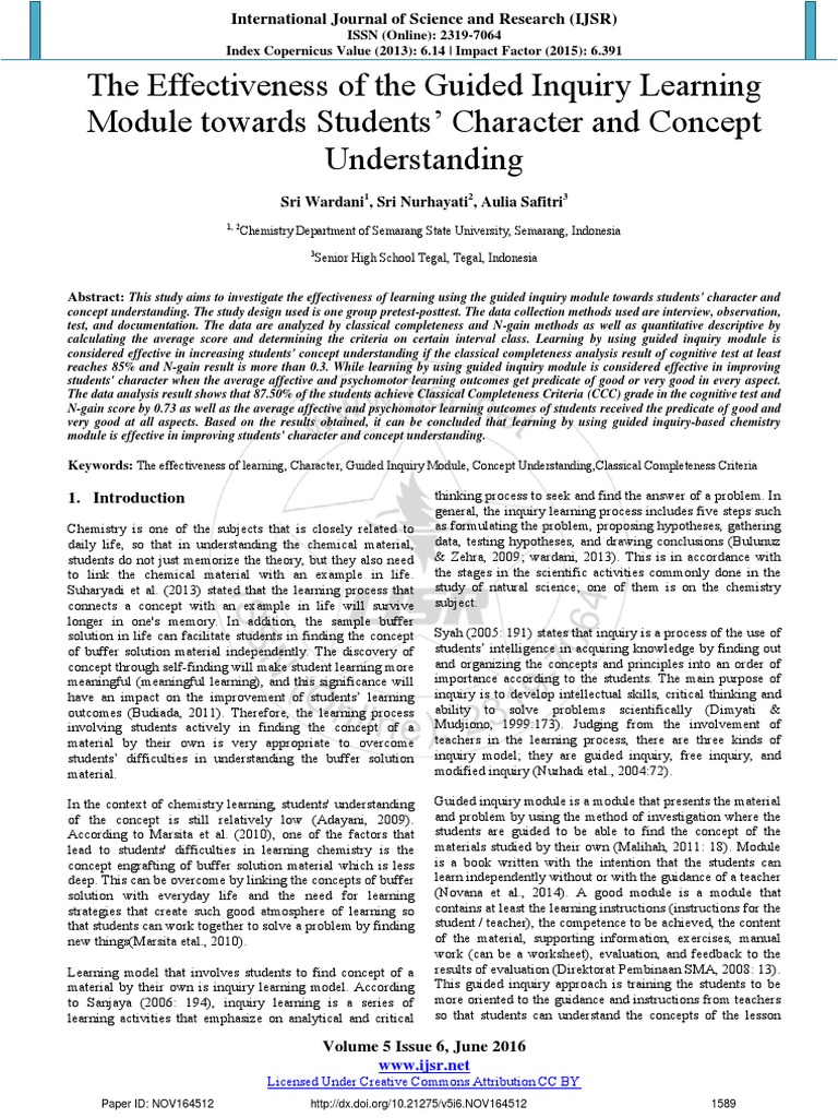Guided Inquiry Module's Impact on Students | PDF | Inquiry Based ...