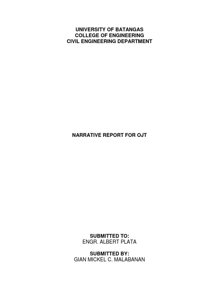Ojt Narrative Report | PDF | Drinking Water | Water Supply Network