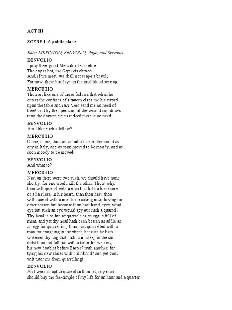 ACT III Romeo and Juliet | PDF | Characters In Romeo And Juliet | Romeo ...