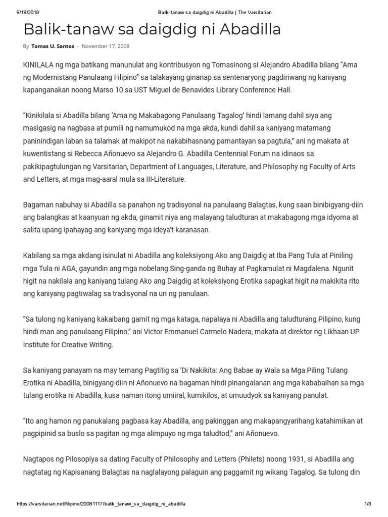 Alejandro G. Abadilla | PDF