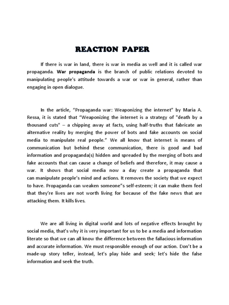 Reaction Paper | PDF