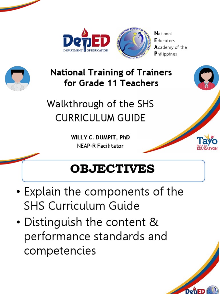 Walkthrough of The SHS Curriculum Guide: National Training of Trainers ...