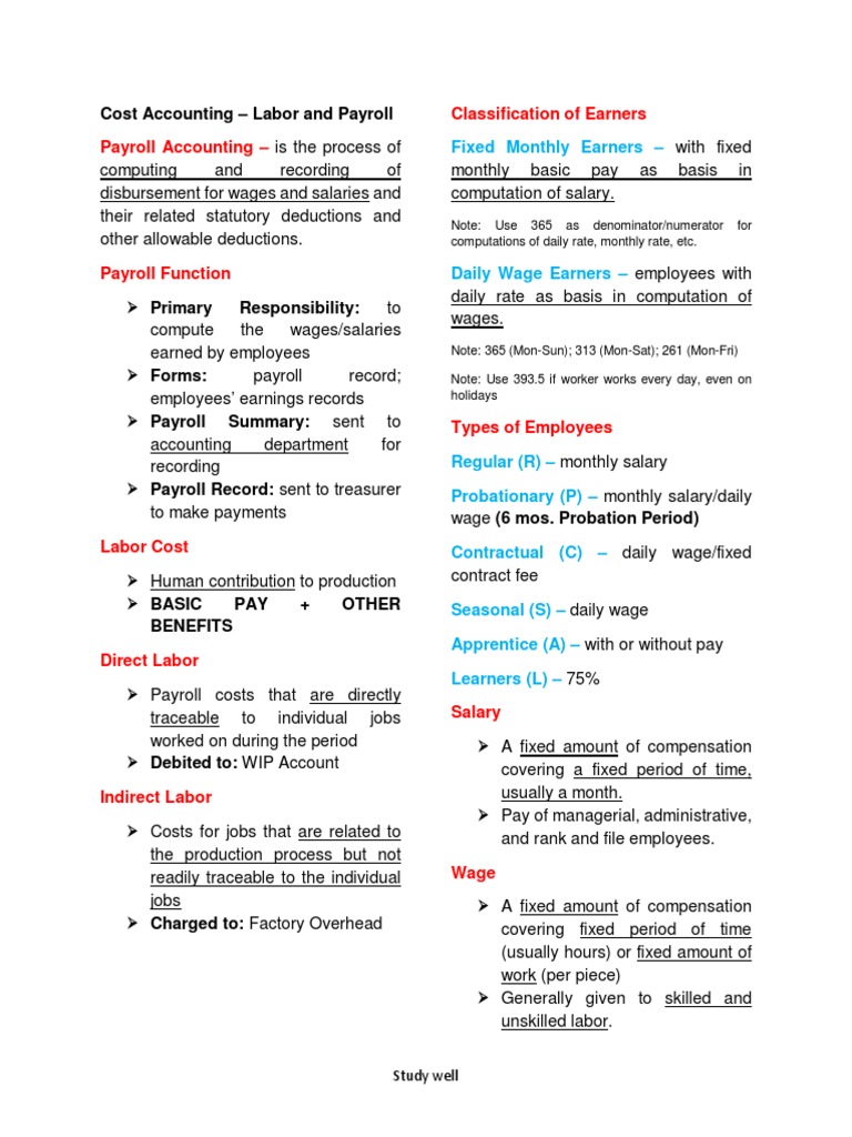 Accounting For Labor | PDF | Payroll | Piece Work