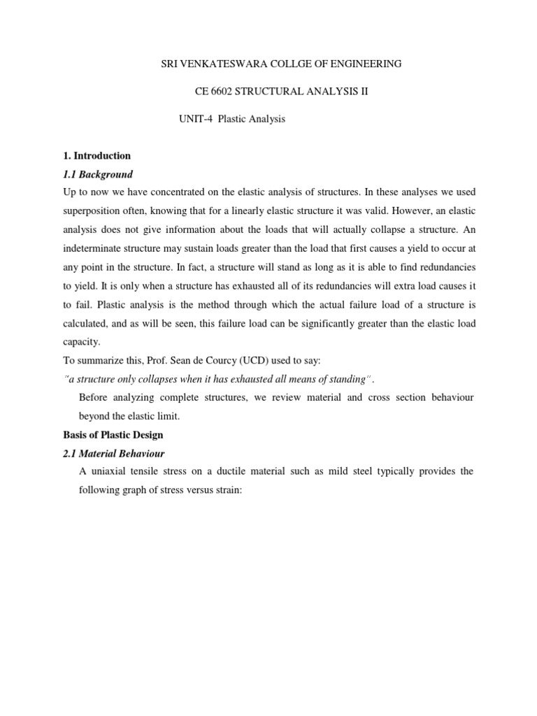 SVT Collge of Engg. Structure II Lecture Notes..1245 | PDF | Bending ...