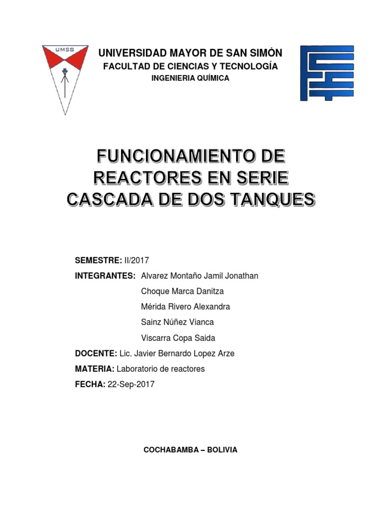 Informe 8 Reactores en Serie Oficial | PDF | Reactor Quimico | Química