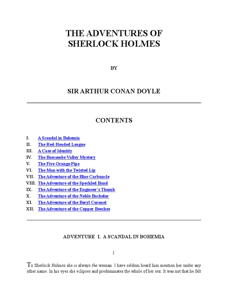 Adventures of Sherlock Holmes | PDF | A Scandal In Bohemia | Sherlock ...