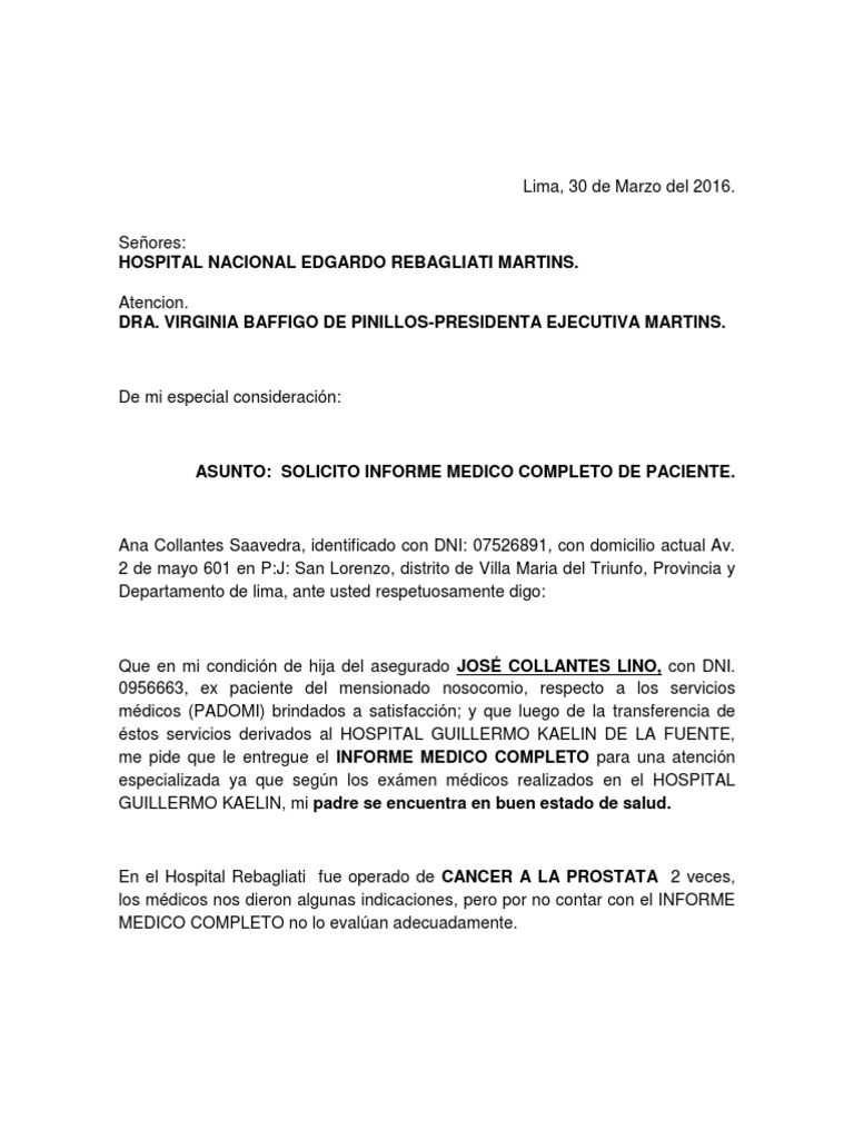 Informe Medico Completo | PDF
