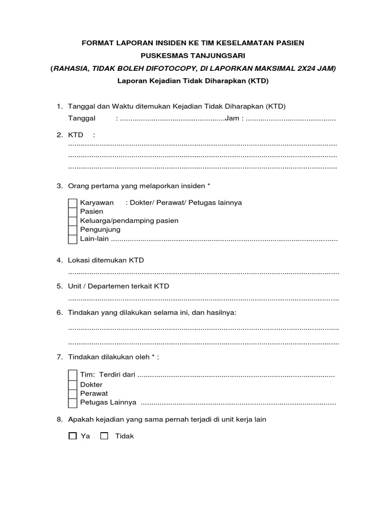 Format Laporan Insiden KTD | PDF