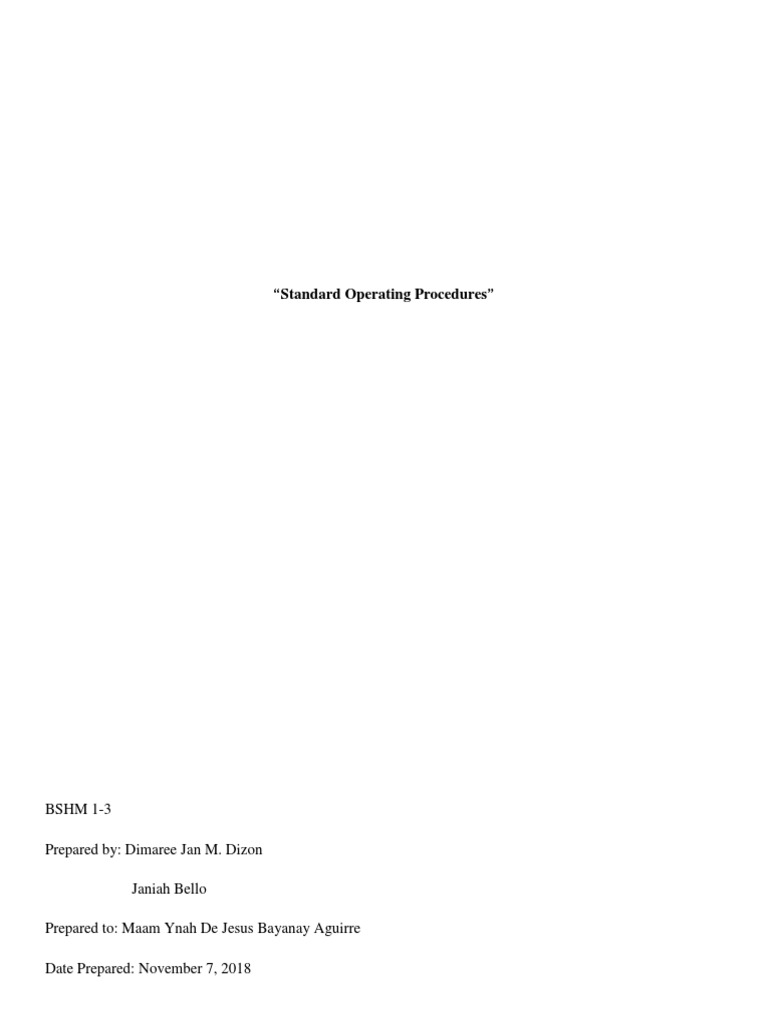 (SOP) Standard Operating Procedures | PDF | Hygiene | Food Safety
