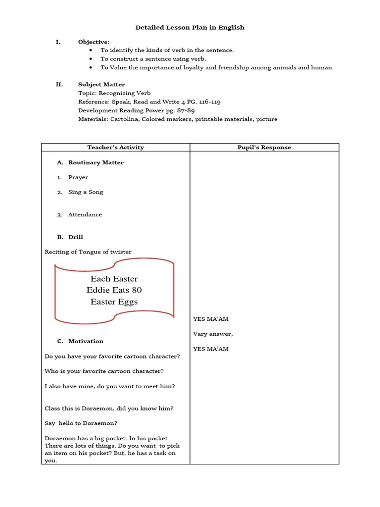 Lesson Plan: Understanding Verbs | PDF | Verb | Question