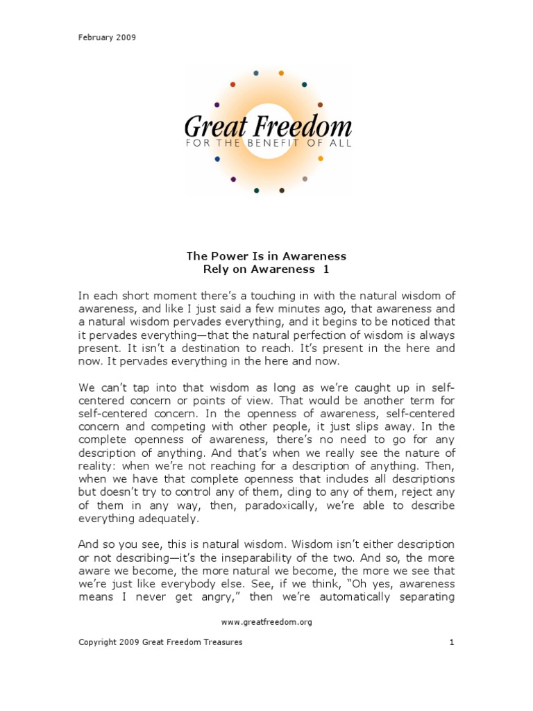 The Wisdom of Awareness Explained | PDF | Anger | Emotions