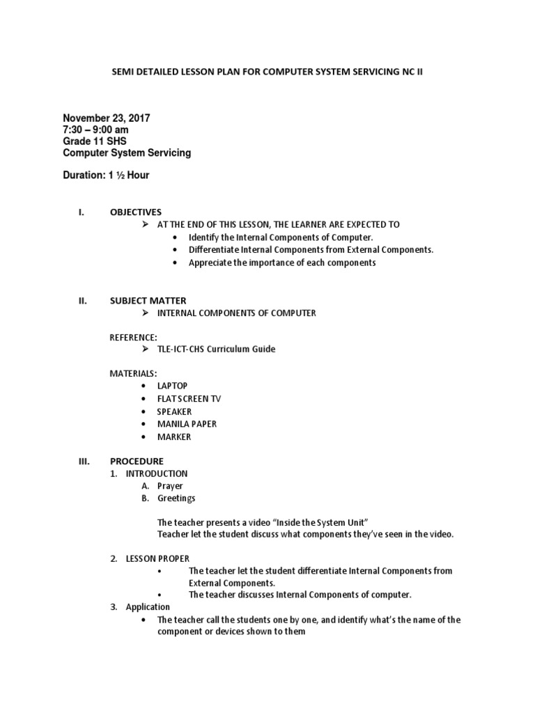 17 - Internal Components of Computer | Download Free PDF | Lesson Plan ...