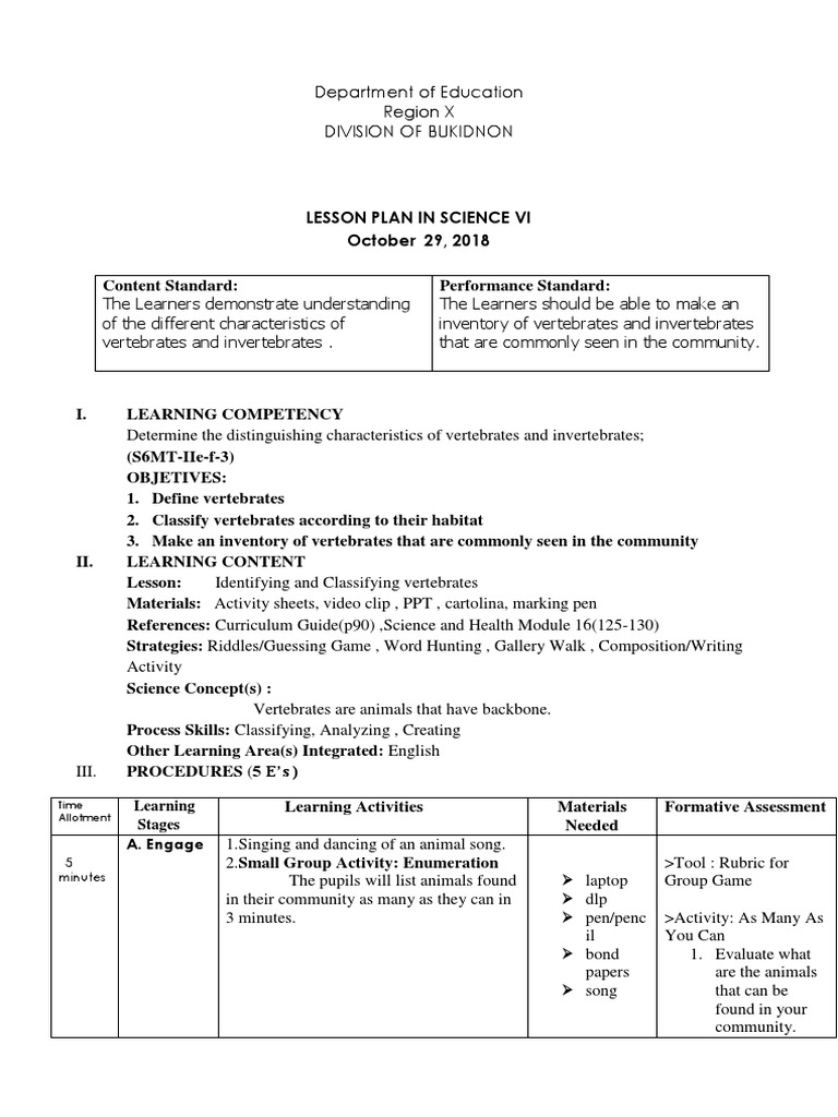 Lesson Plan - 5 E's Model Final | PDF | Rubric (Academic) | Lesson Plan