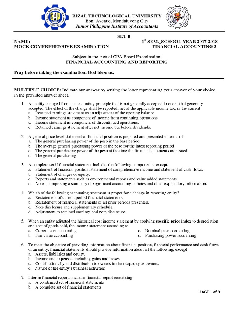 Finacc 3 Question Set B | PDF | Debits And Credits | Historical Cost