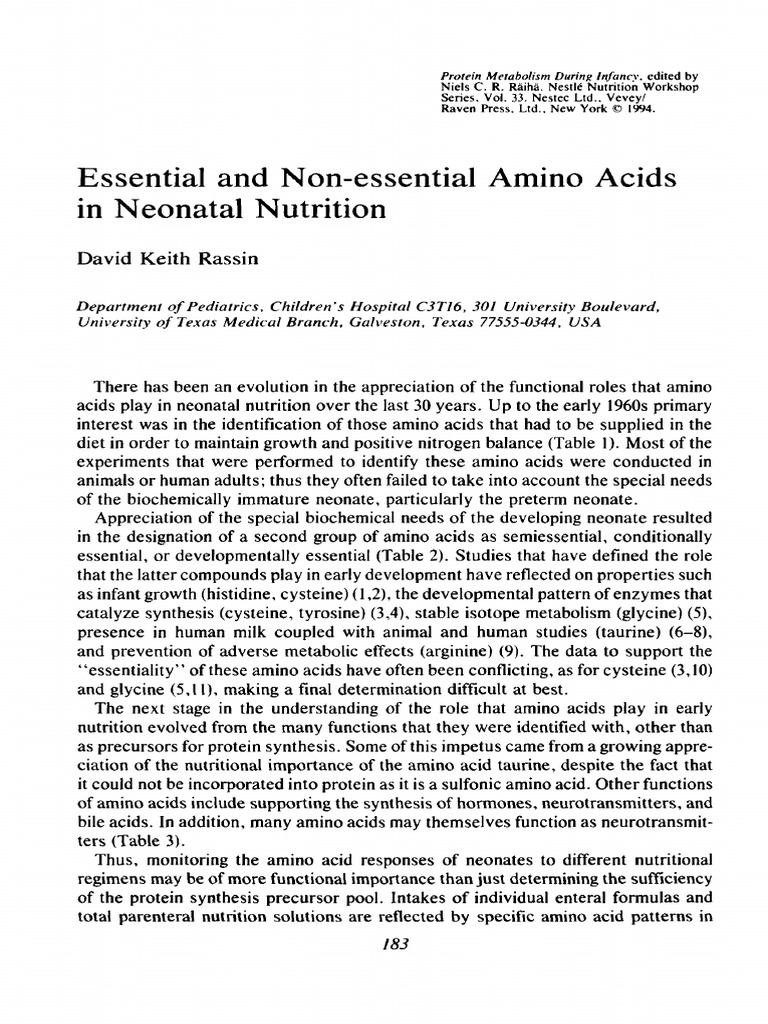 Amino Acid Essential For Infant | PDF | Tyrosine | Phenylalanine