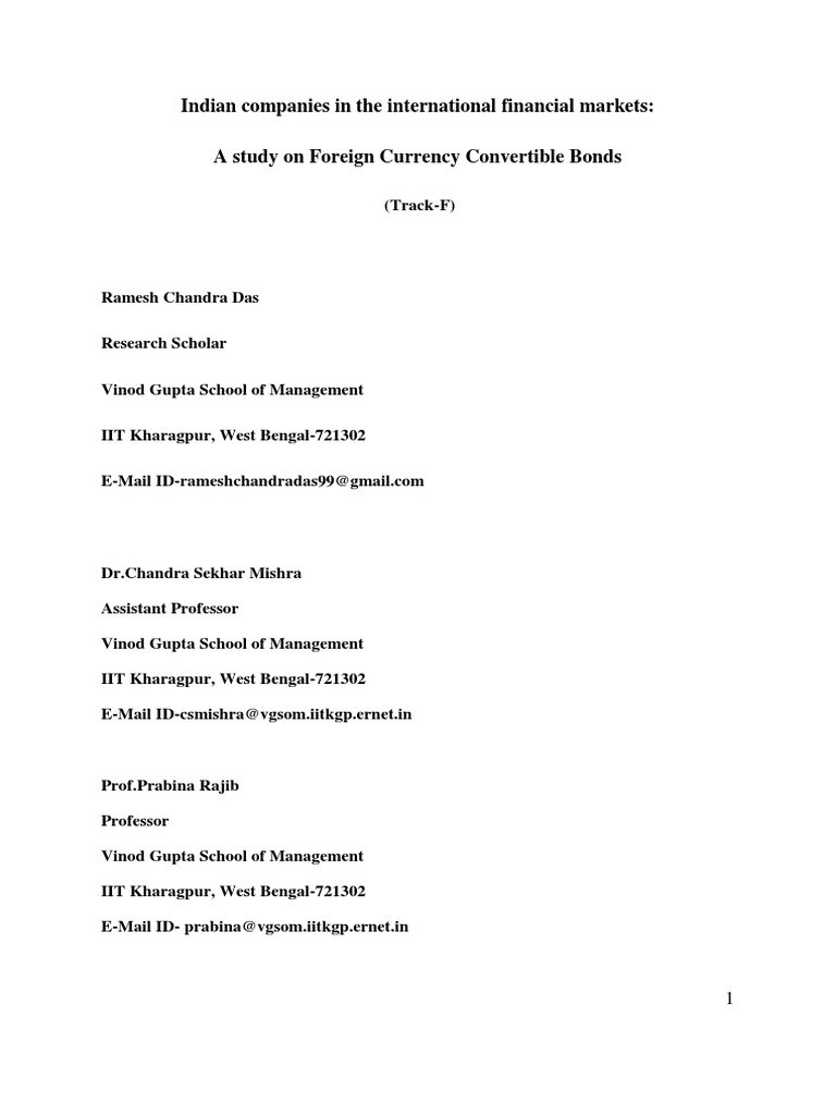 Foreign Currency Convertible Bond (FCCB) | PDF | Convertible Bond ...