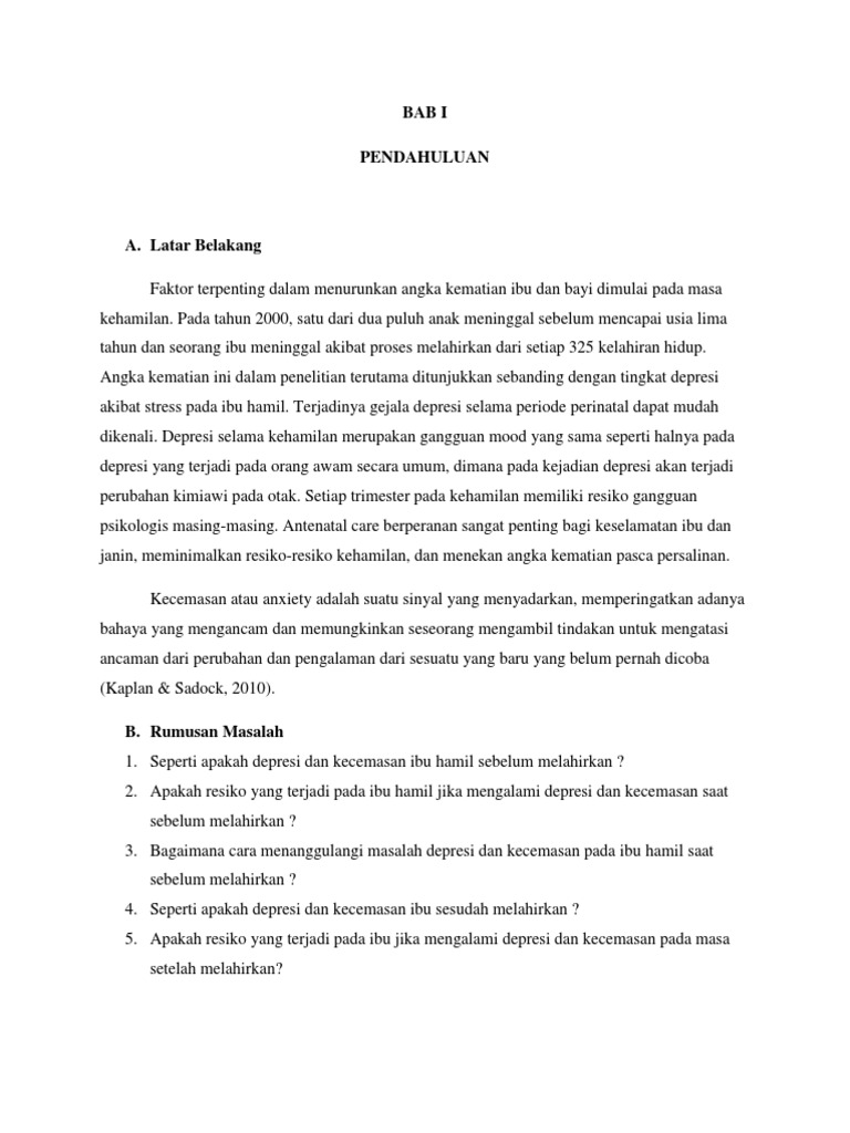 Pembahasan Depresi Kecemasan Perinatal | PDF
