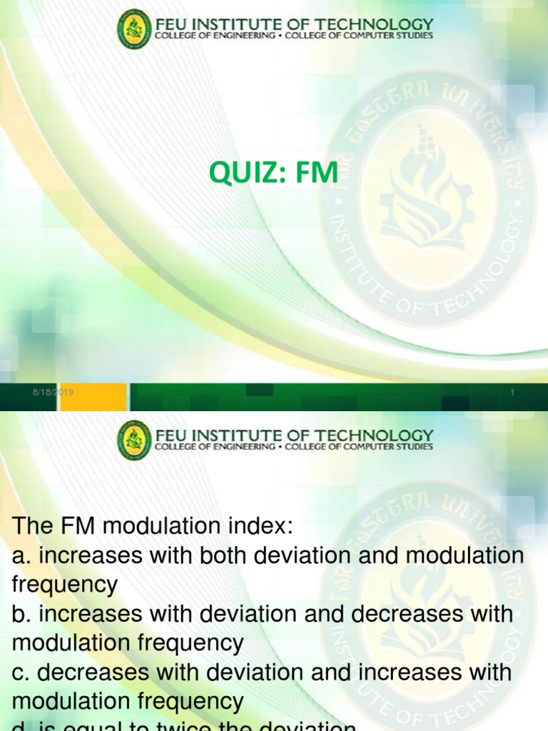 FM Quiz | PDF | Frequency Modulation | Amplifier