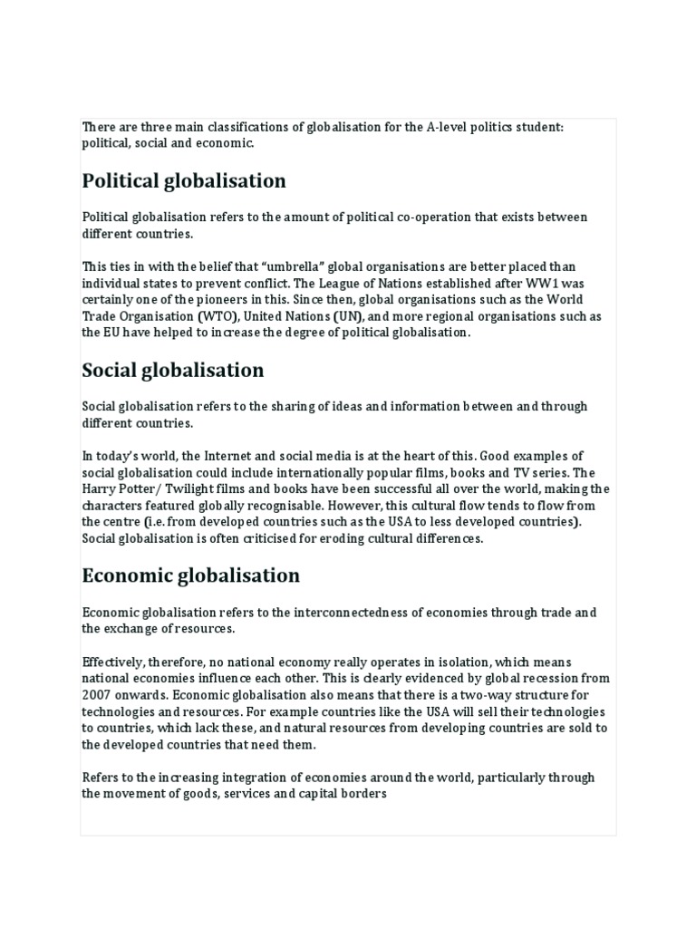 Political Globalisation | PDF | Economic Globalization | Globalization