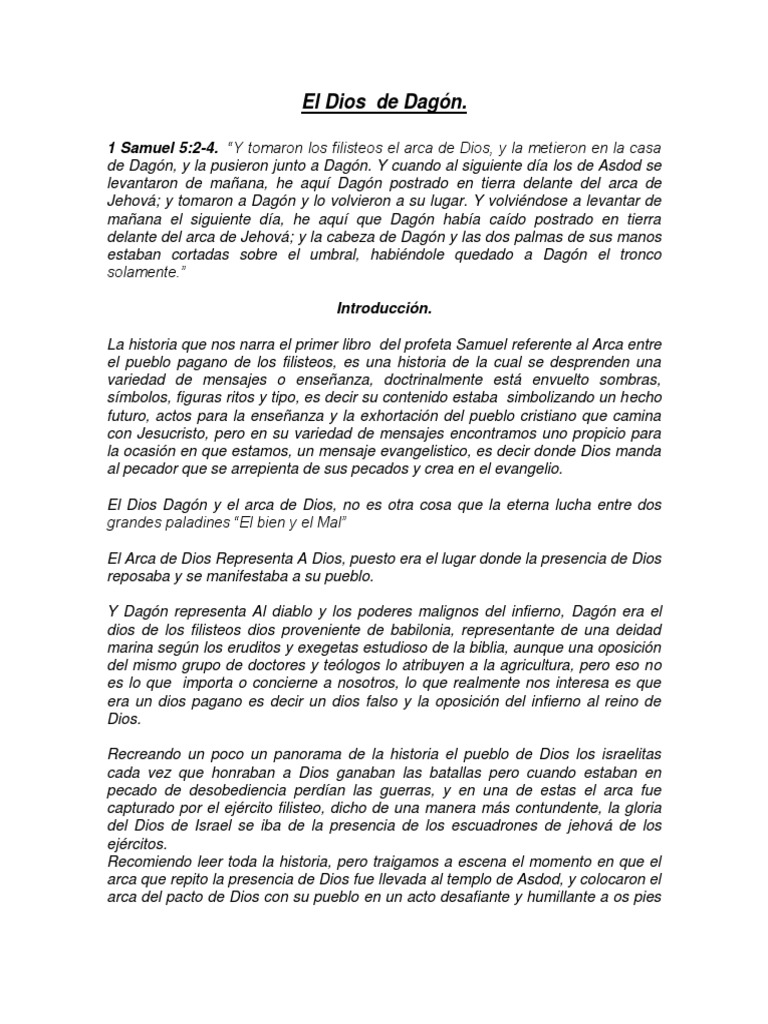 El Dios de Dagon | PDF | Arca de la Alianza | Pecado