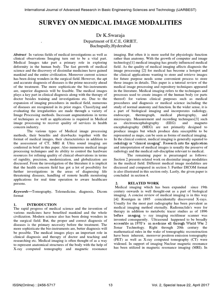 Survey on Medical Image Modalities: A Review of Key Imaging Techniques ...