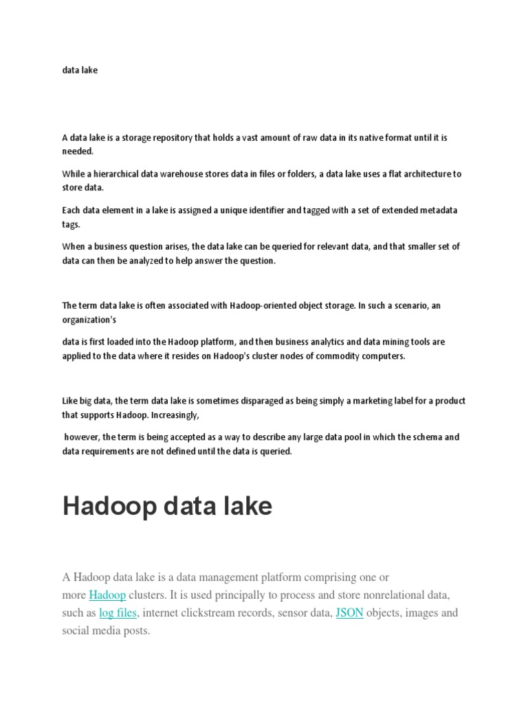 Hadoop Data Lake: Hadoop Log Files Json | PDF | Apache Hadoop | Data Warehouse