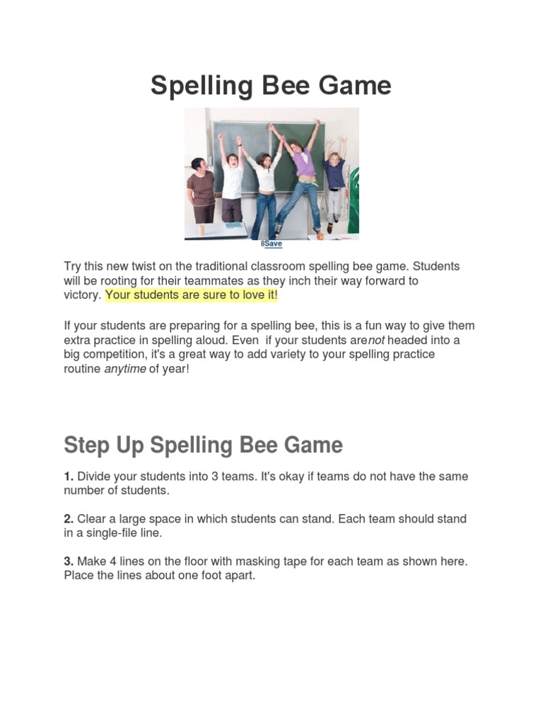 Spelling Bee Game GROUP | PDF