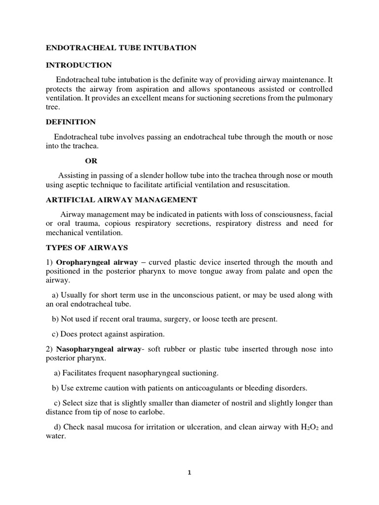 Endotracheal Intubation | PDF | Respiratory Tract | Medical Specialties