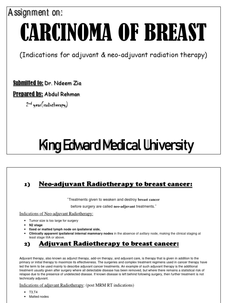 Presentations On CA BREAST | PDF | Radiation Therapy | Breast Cancer