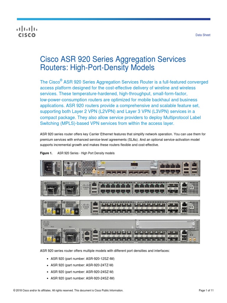 Cisco ASR 920 Series Aggregation Services Routers: High-Port-Density ...
