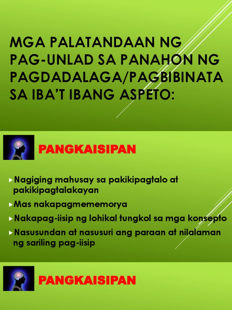 Palatandaan NG Pag Unlad Pagdadalaga Pagbibinata | PDF