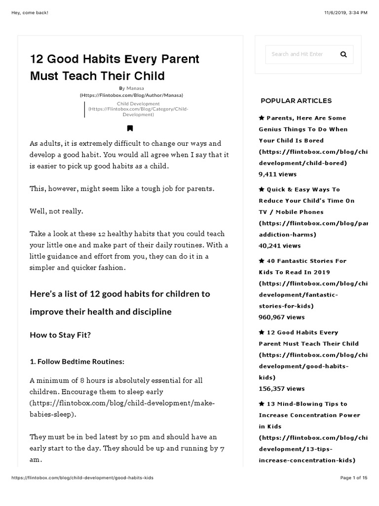12 Good Habits Every Parent Must Teach Their Child | PDF | Parenting | Relationships