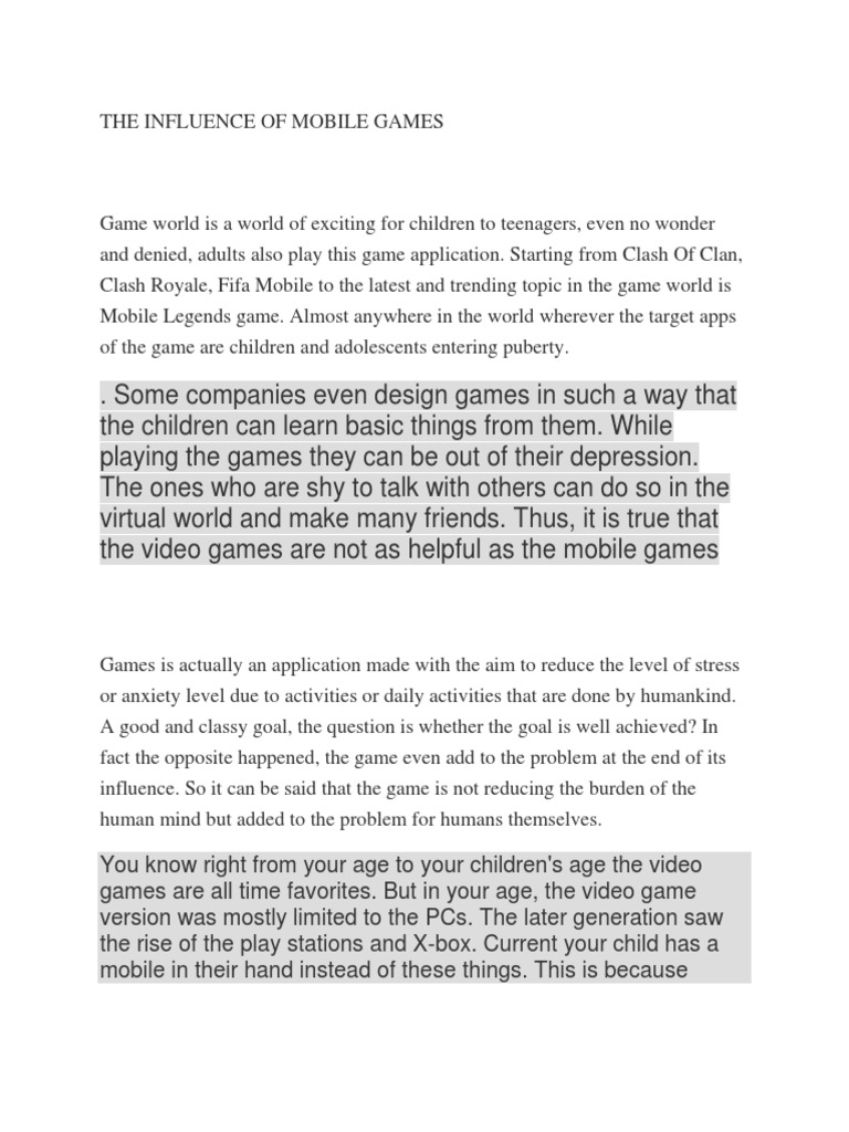 Effects of Mobile Games on Youth | PDF | Mobile Game | Video Games