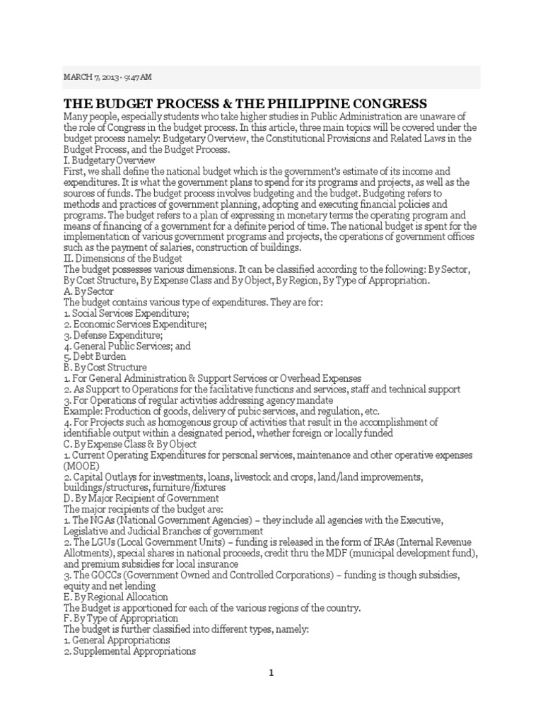 The Budget Process & The Philippine Congress | PDF | Appropriation Bill | Budget