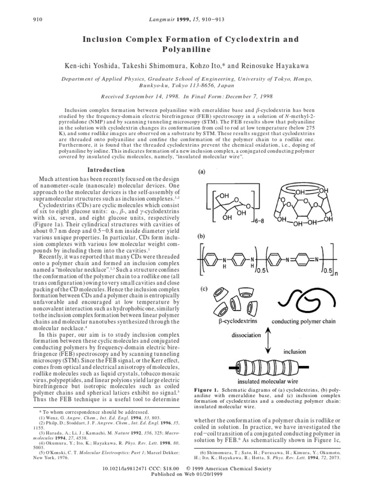 Inclusion Complex Formation of Cyclodextrin and Polyaniline | PDF ...