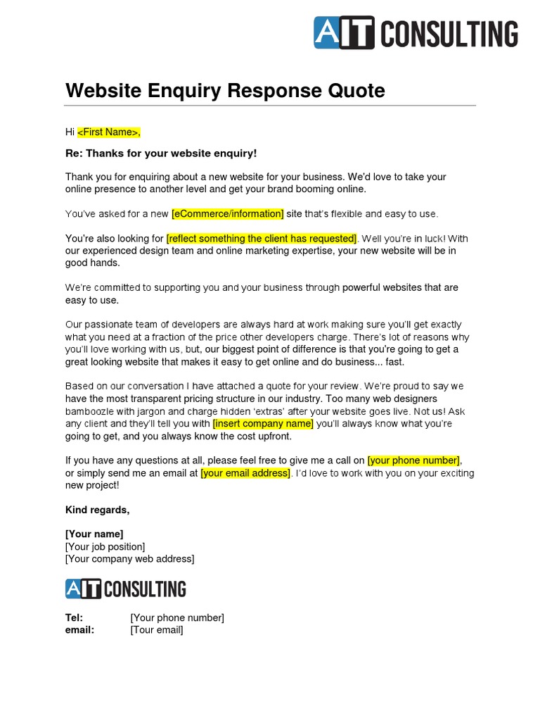 AIT Website Enquiry | PDF