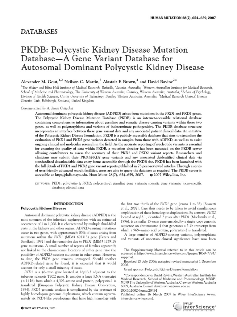 PKDB: Polycystic Kidney Disease Mutation Database—A Gene Variant ...