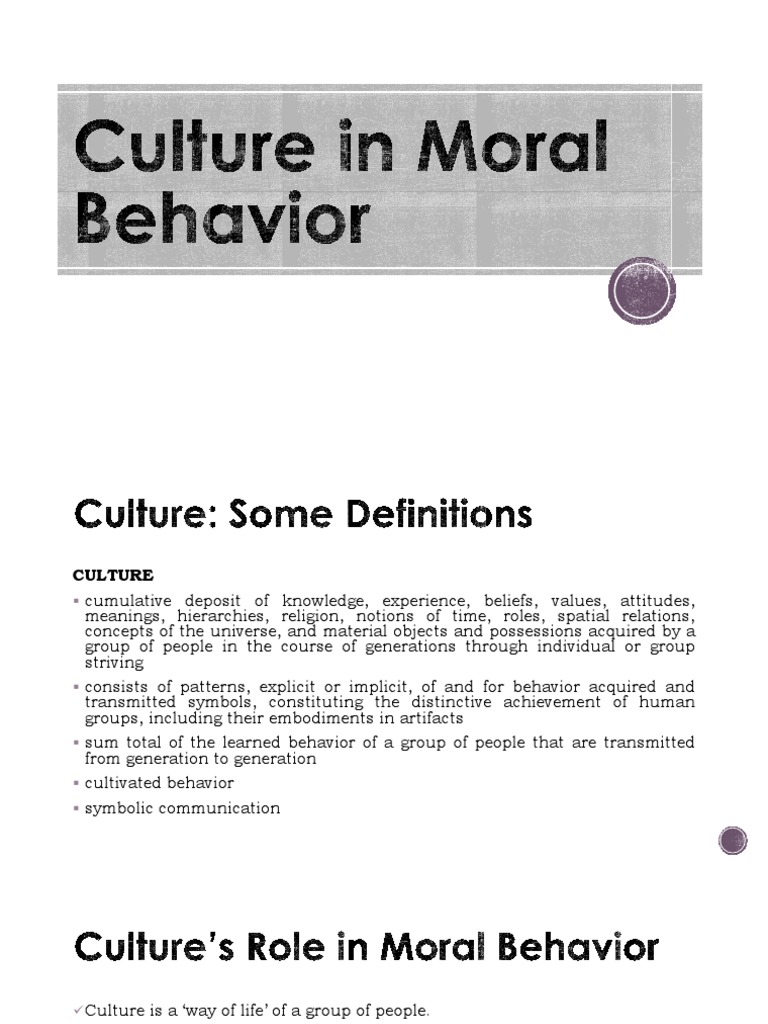 Culture in Moral Behavior | PDF | Morality | Relativism