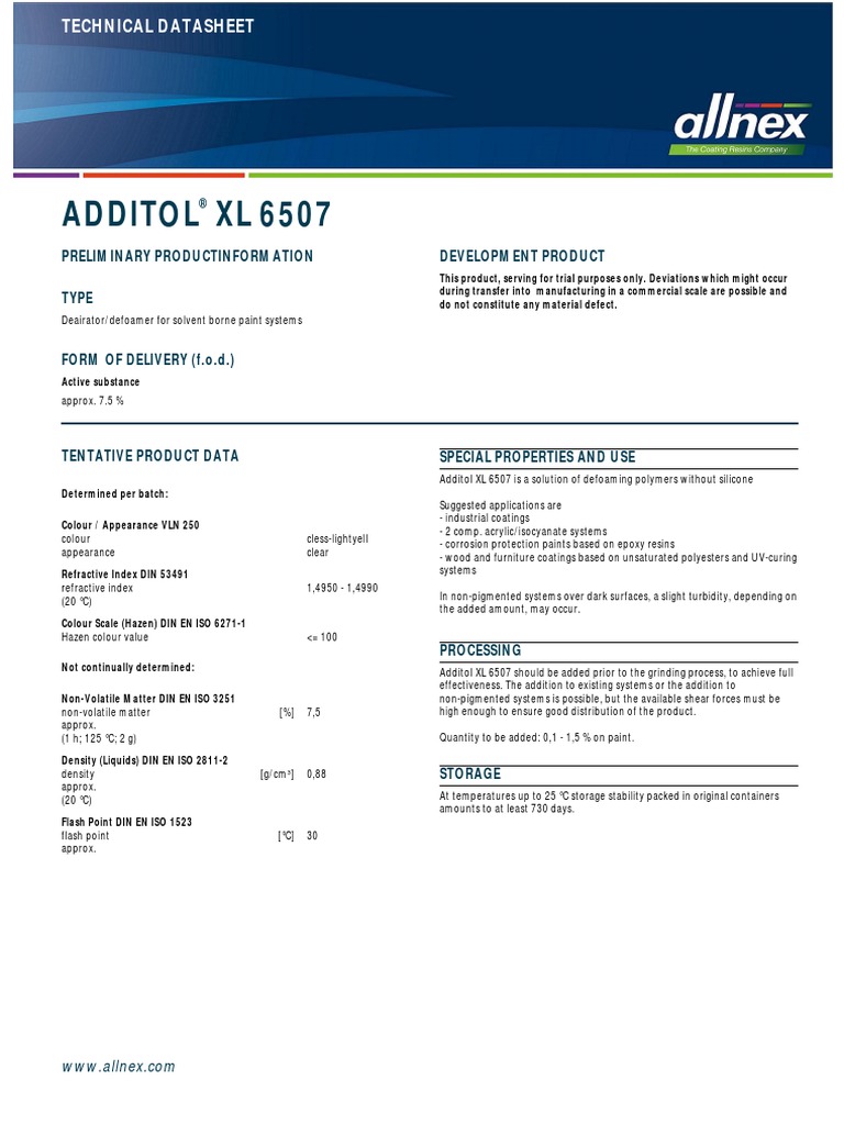 Additol XL 6507 | PDF | Paint | Materials