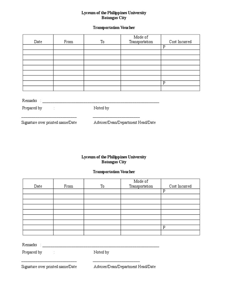 Transportation Voucher Form | PDF