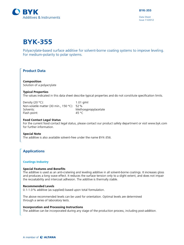 Byk-355 en | PDF | Materials | Chemistry