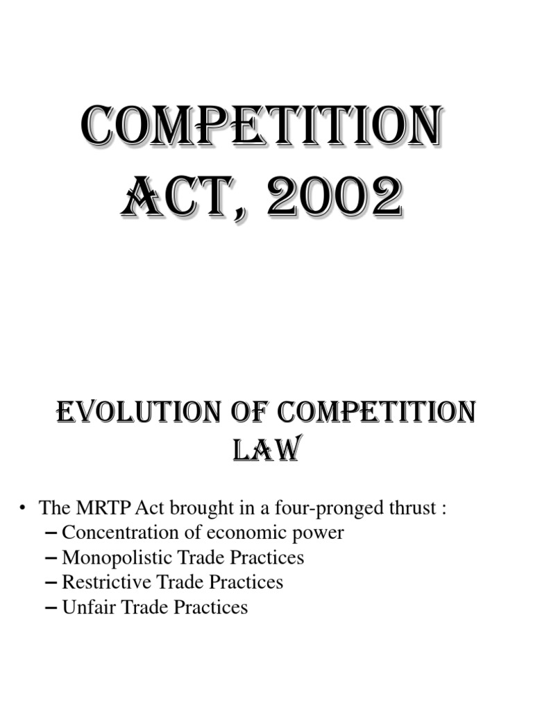 Competition Act, 2002 | PDF | Competition Law | Competition