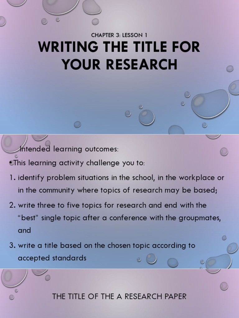 1 Writing The Title For Your Research Paper | PDF | Dependent And ...